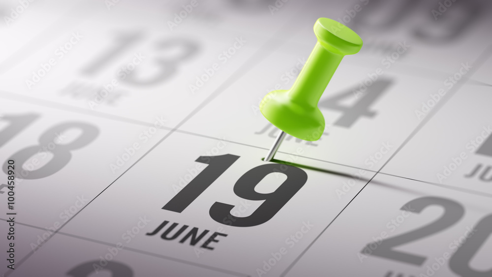 June 19 written on a calendar to remind you an important appoint Stock ...