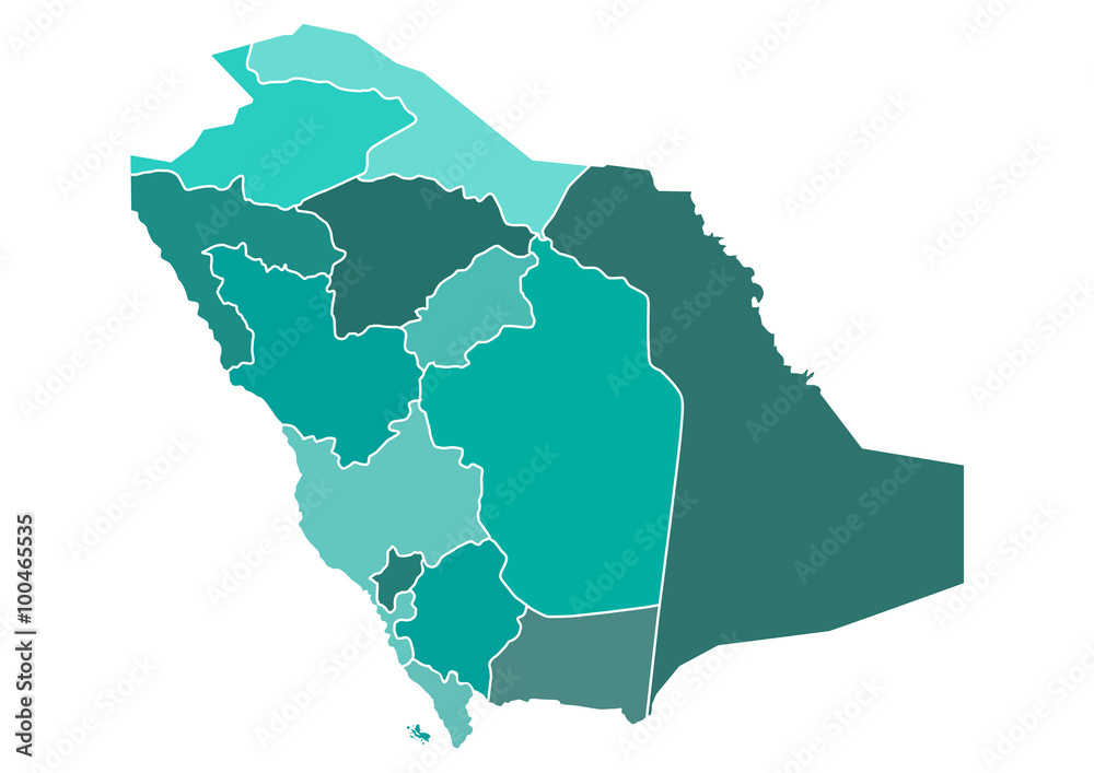 Saudi Arabia Political Map with Different Provinces borders in ...