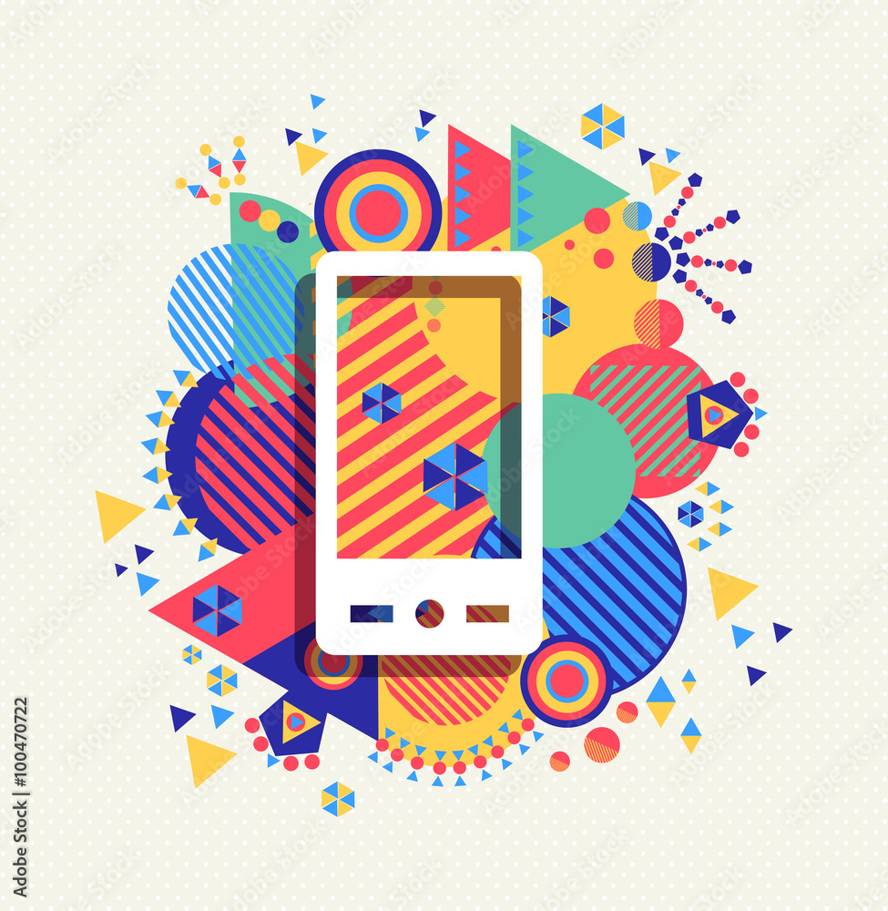 Mobile phone icon color vibrant shape background Stock Vector | Adobe Stock
