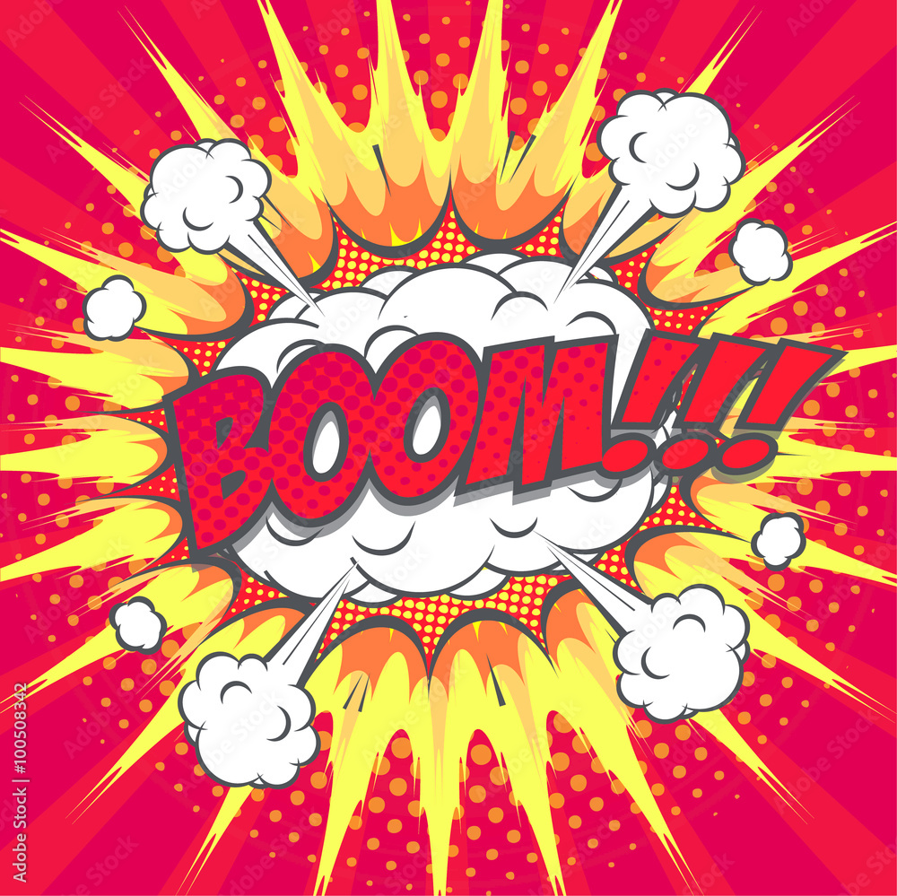 BOOM! wording sound effect set design for comic background, comic strip ...