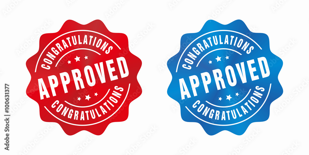 Vector Congratulations Approved Badge Stock Vector | Adobe Stock