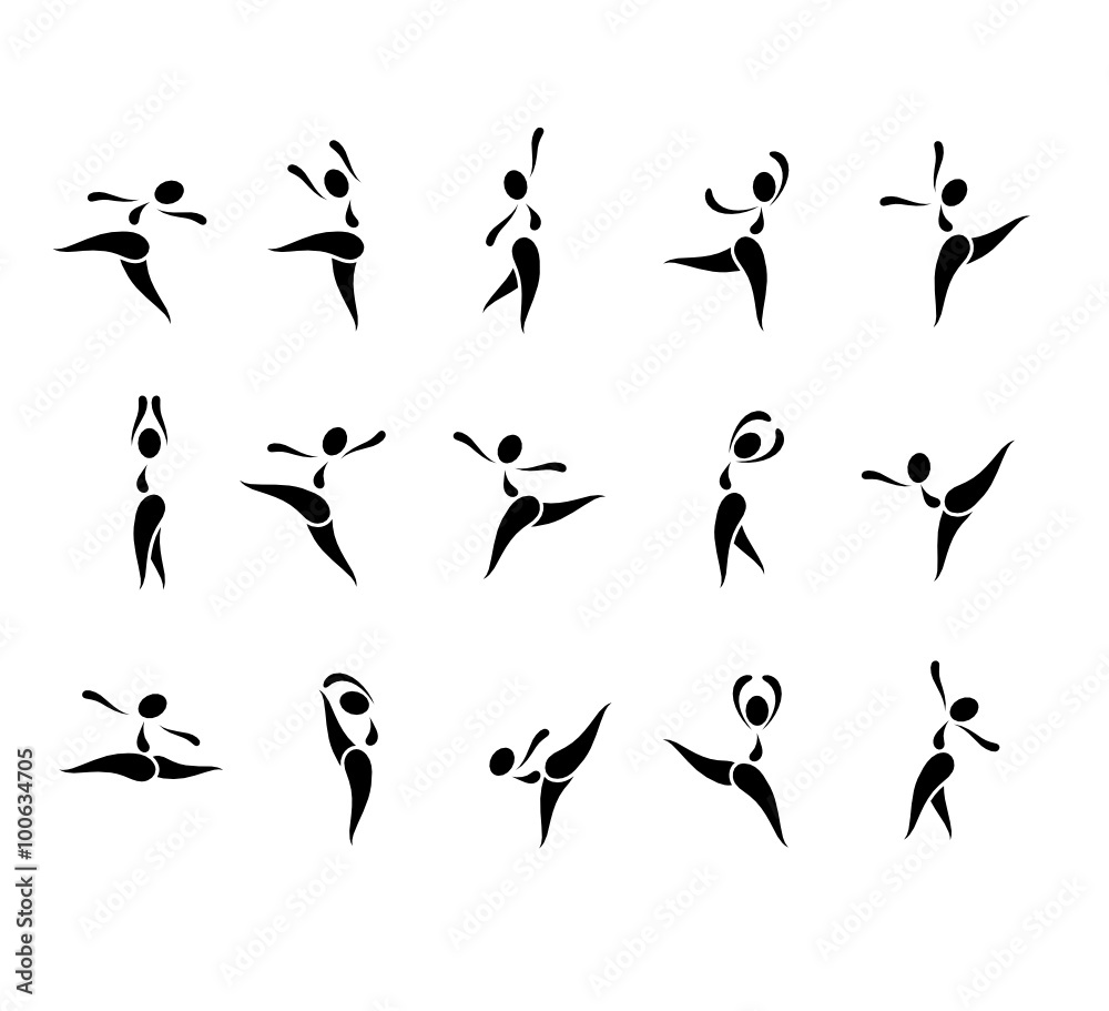 Dance pictograms, dancer, dance female icon, symbol, sign, vector ...