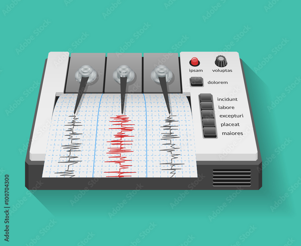 Seismograph machine with graph of seismic and earthquake activity ...