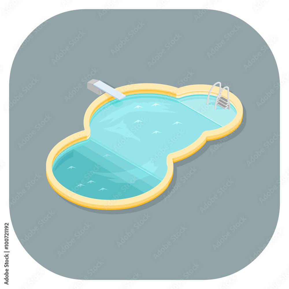 A vector illustration of outdoor swimming pools. Isometric Swimming ...