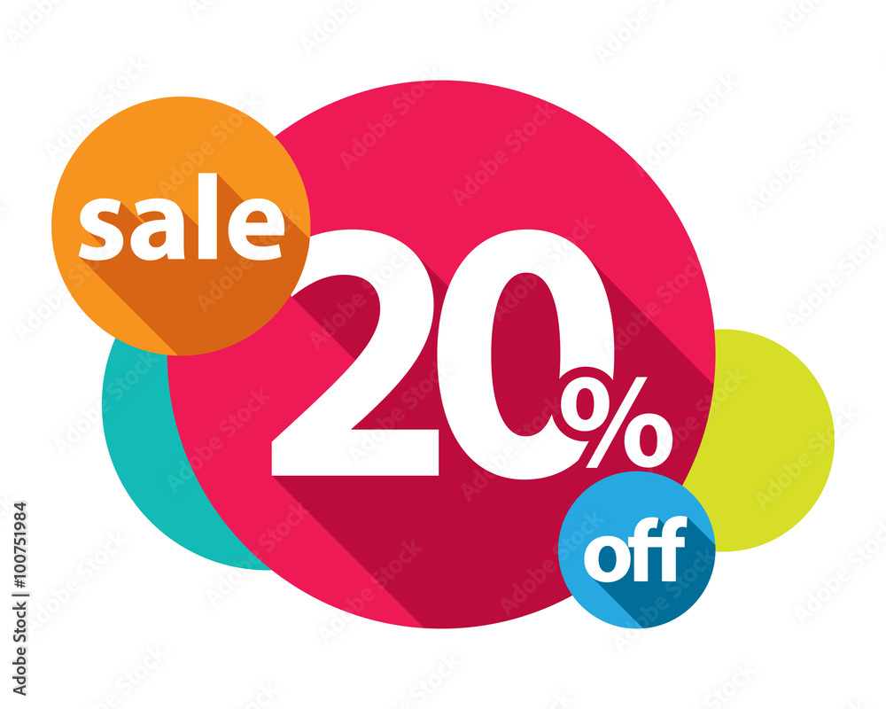 20% discount logo colorful circles Stock Vector | Adobe Stock