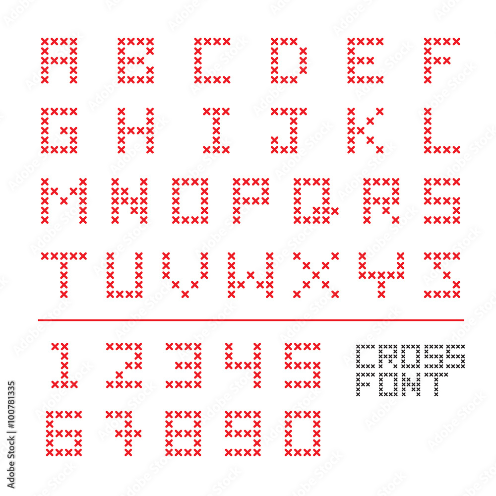 เวกเตอร์ Stock CROSS FONT cross stitch fonts and numbers are ready to ...