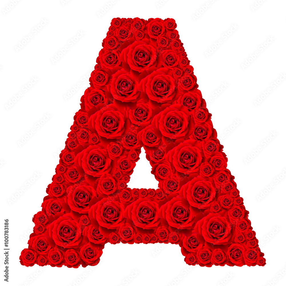Rose alphabet set - Alphabet capital letter A made from red rose Stock ...