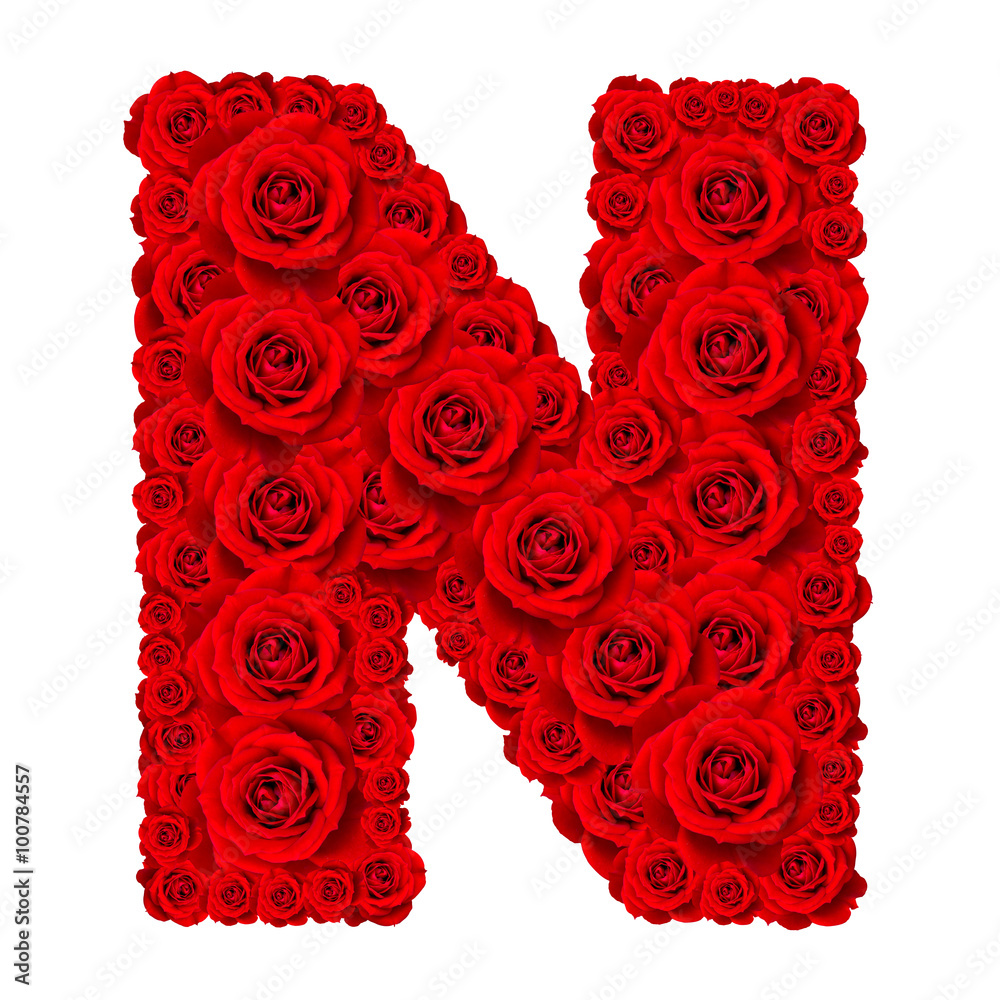 Rose alphabet set - Alphabet capital letter N made from red rose ...