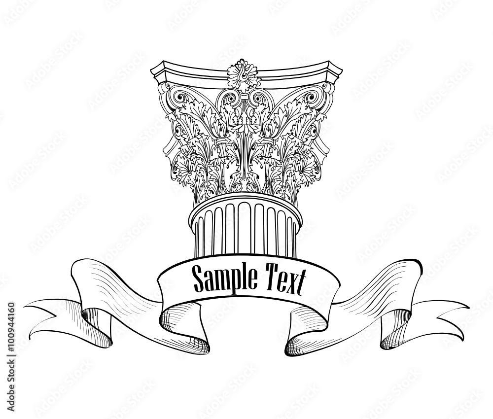 Classic style column label. Arhitectural sign iosolated. Column logo ...