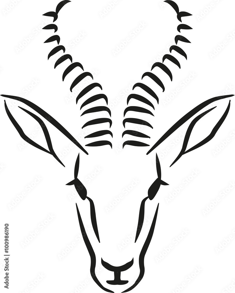 Springbok head caligraphy style Stock Vector | Adobe Stock