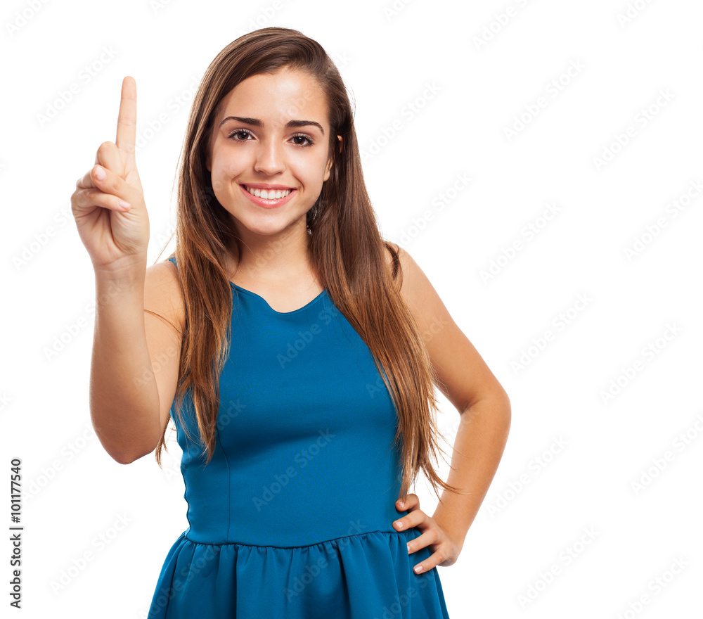 pretty young girl counting with her hand, number one Stock Photo ...