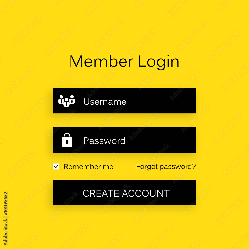 Mobile vector user ui kit form interface. For web page, site bar, art ...