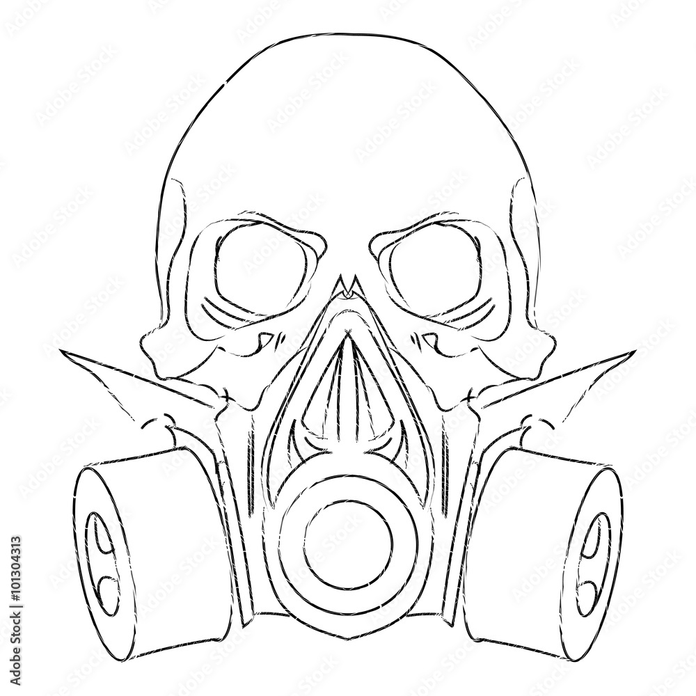 how to draw a skull with a gas mask