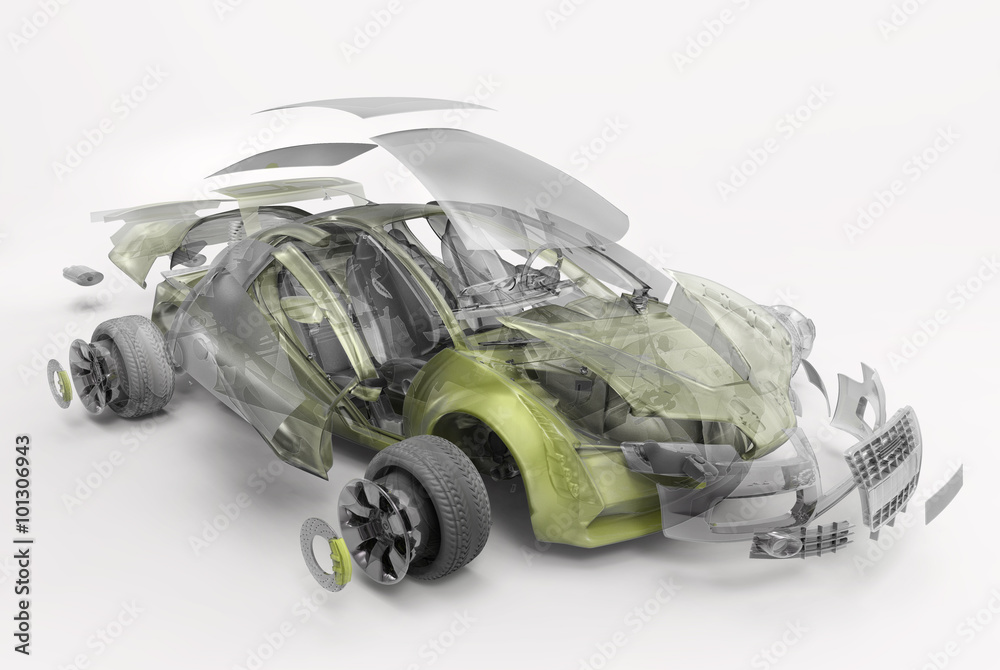 Stock-Illustration „exploded car“ | Adobe Stock