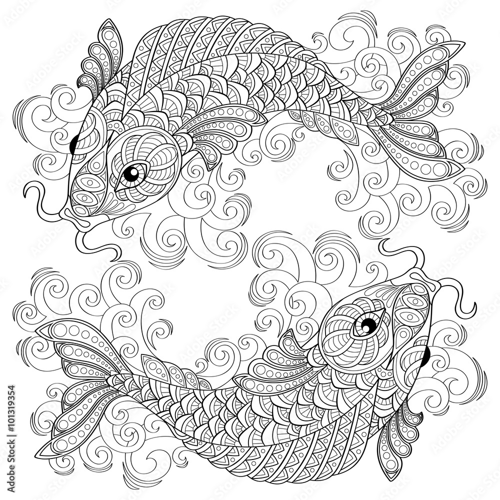 koi fish coloring pages for adults