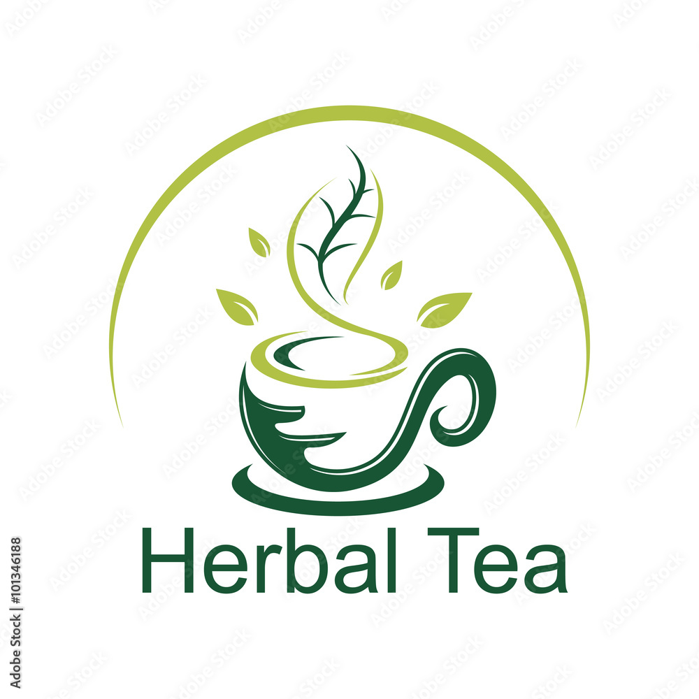 Green Herbal Tea Logo Illustration Template Stock Vector | Adobe Stock
