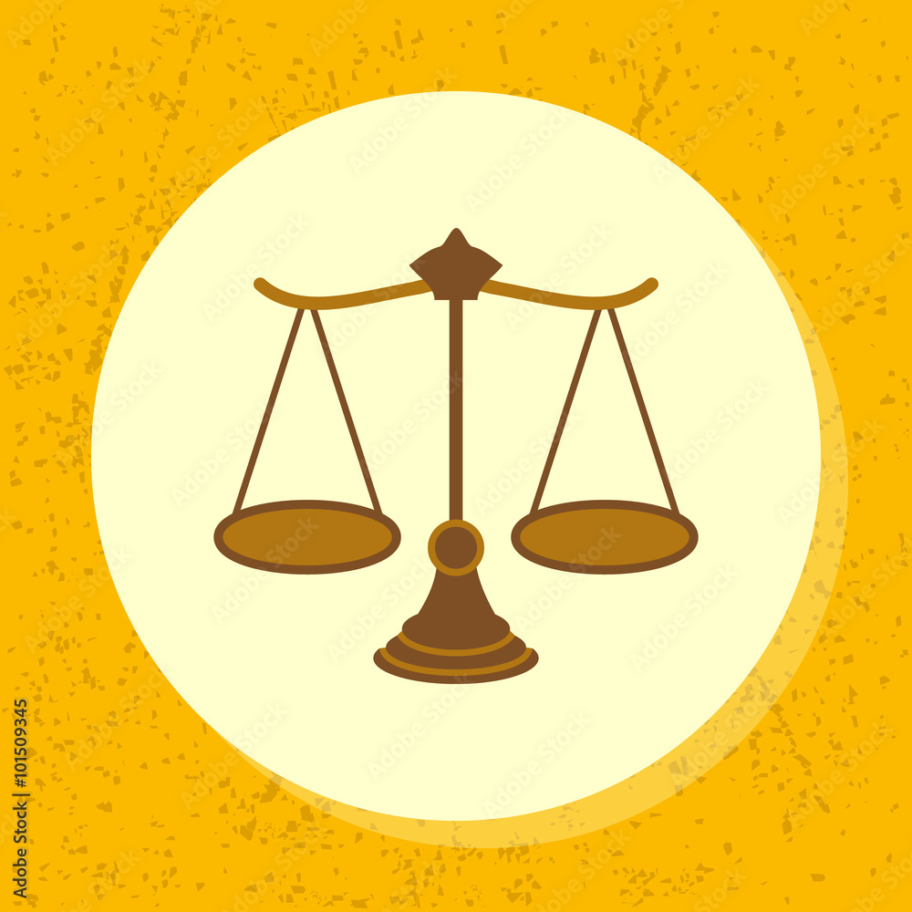vector round icon woody scale symbol of legal, court, ruling, claim ...