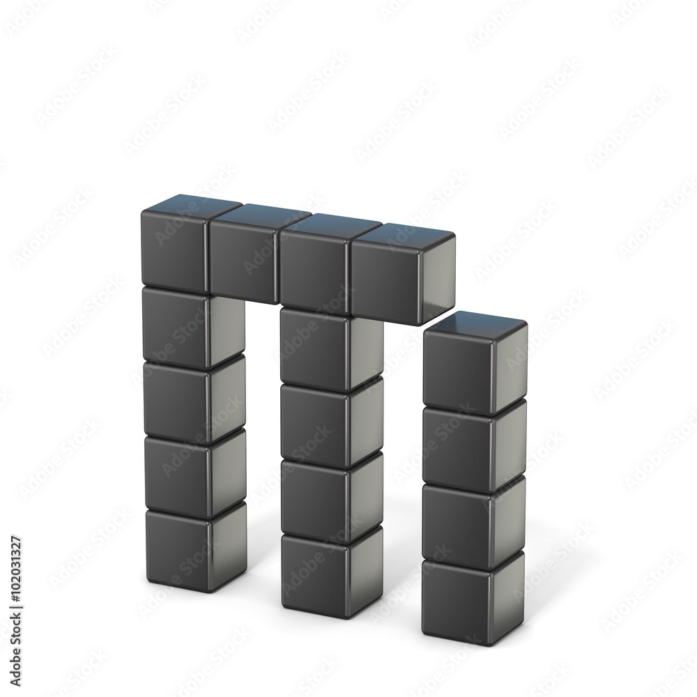 8 bit font. Lowercase letter M. 3D render illustration isolated on ...