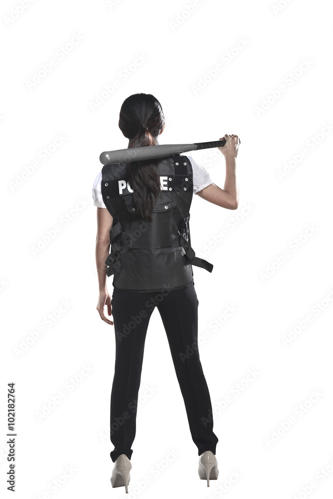 Police woman hold revolver gun Stock Photo | Adobe Stock