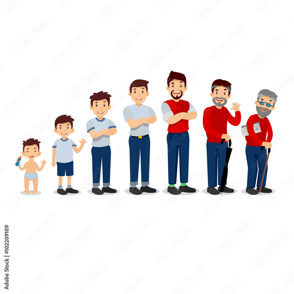 Generations man. People generations at different ages. All age ...