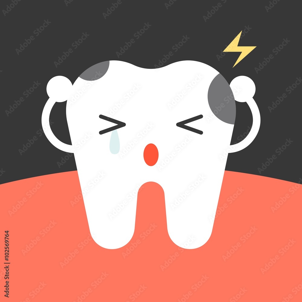 Vector decay tooth cartoon, flat design Stock Vector | Adobe Stock