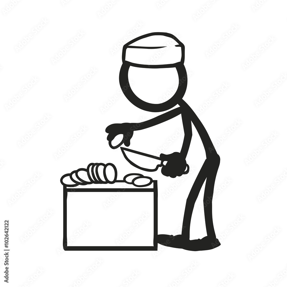 Stick Figure Cooking Sous Chef Stock Vector | Adobe Stock