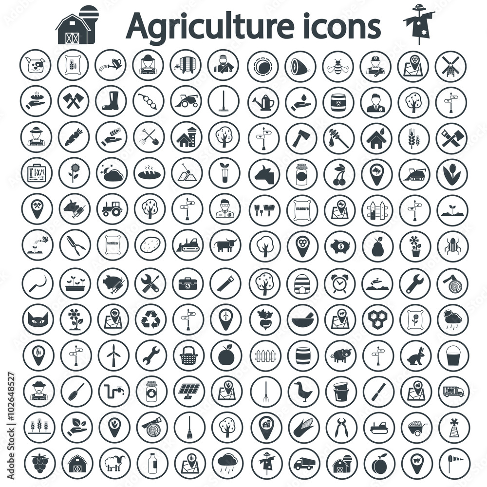 agriculture icon set Stock Vector | Adobe Stock