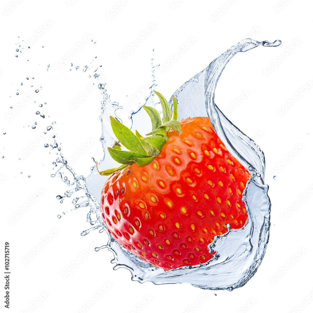 Water Splash With Strawberry Stock Photo | Adobe Stock
