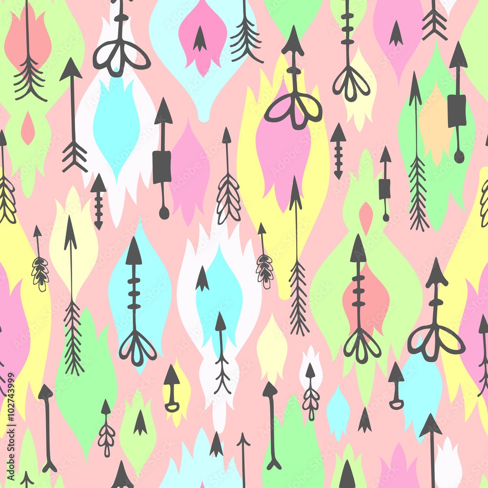 Tribal arrows boho seamless pattern. Ethnic geometric print. Background ...
