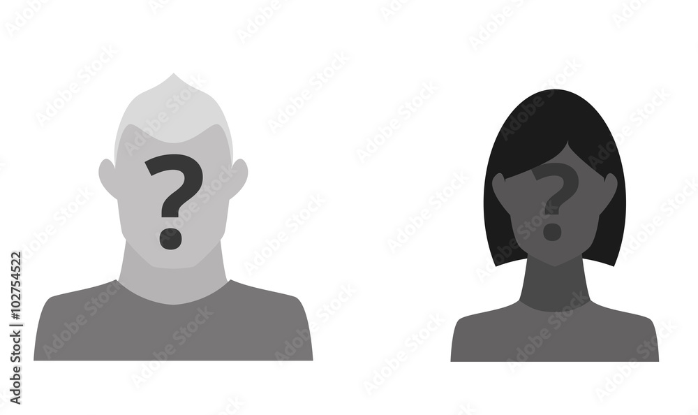 Mann und Frau mit Fragezeichen im Gesicht Stock Vector | Adobe Stock