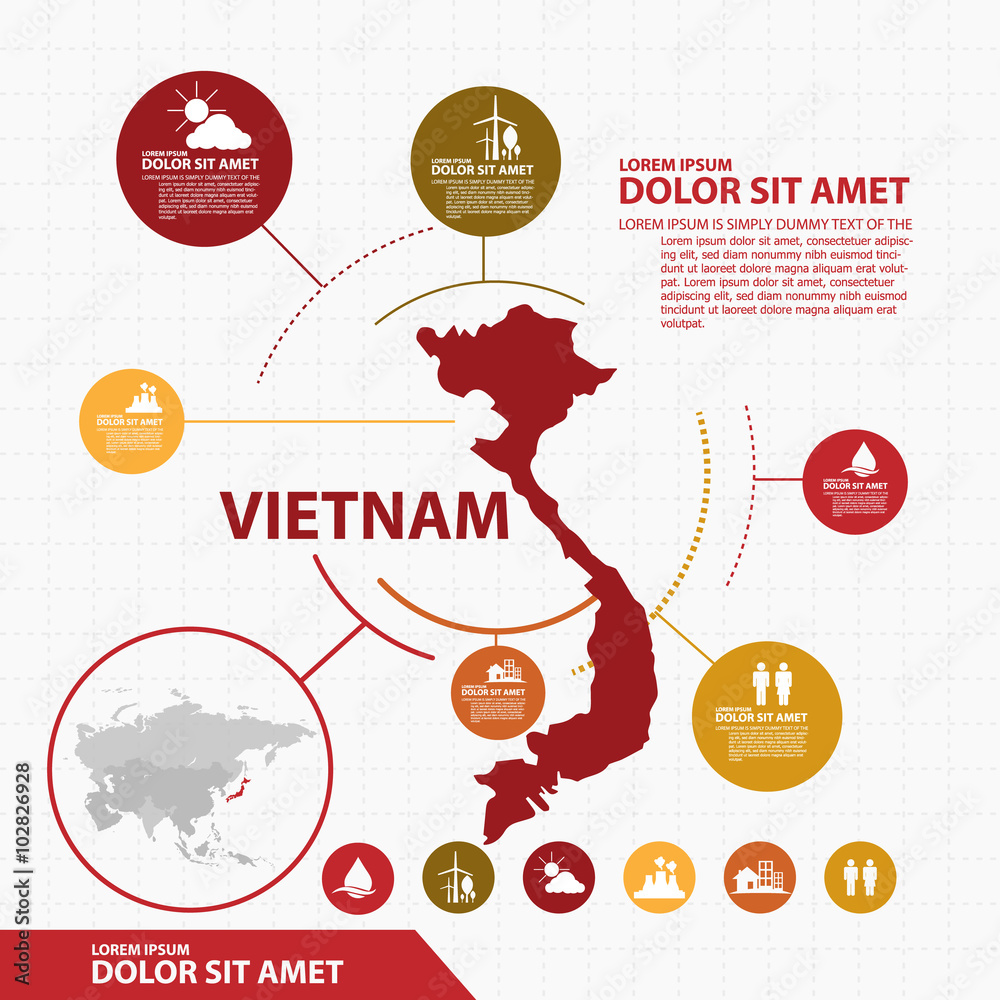 vietnam map infographic Stock Vector | Adobe Stock