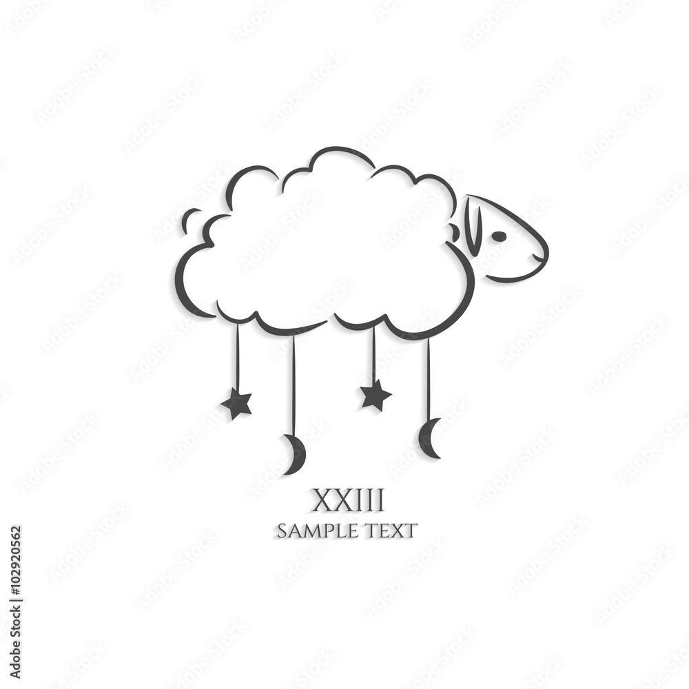 Cloud sheep logo outline Stock Vector | Adobe Stock