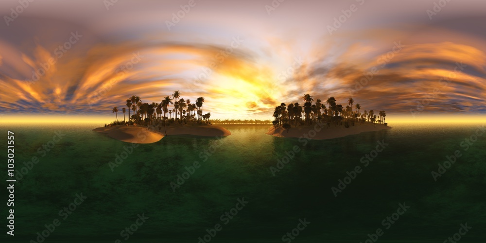 HDRI High resolution map. environment map, tropical island archipelago ...