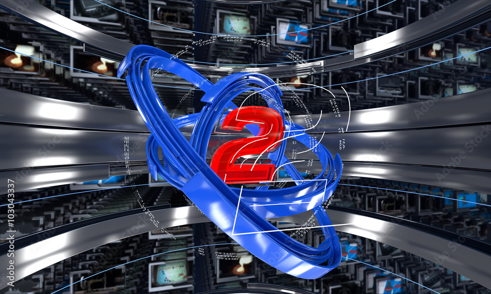 Modern style number with rings rotating around and movie images in ...