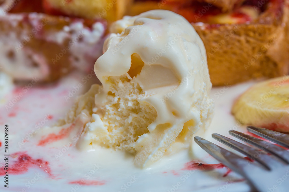 melting vanilla ice cream. Stock Photo | Adobe Stock