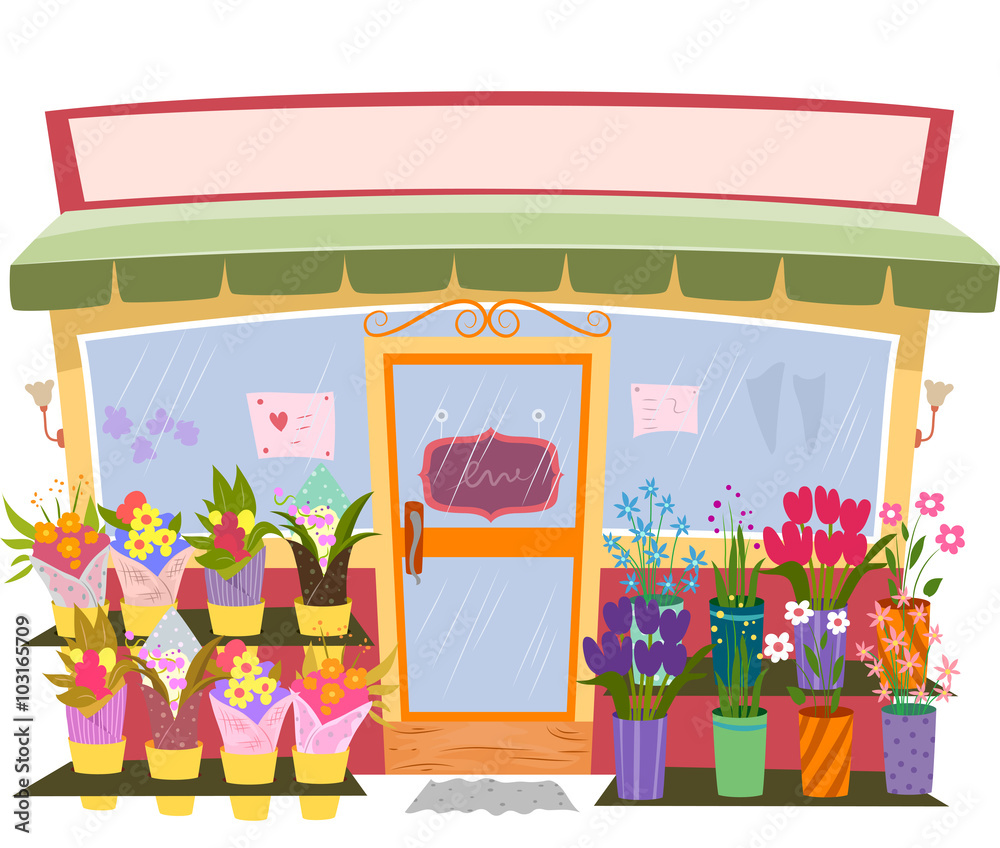 Flower Shop Store Front Sign Stock Vector | Adobe Stock
