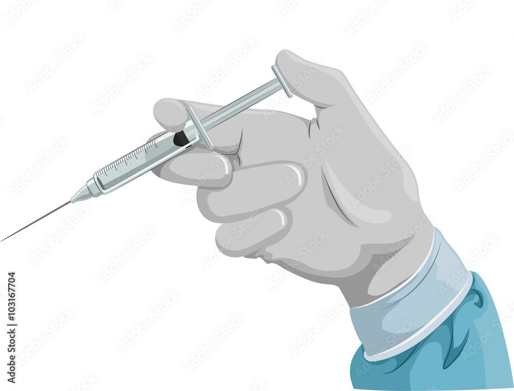Hand Syringe Inject Stock Vector | Adobe Stock
