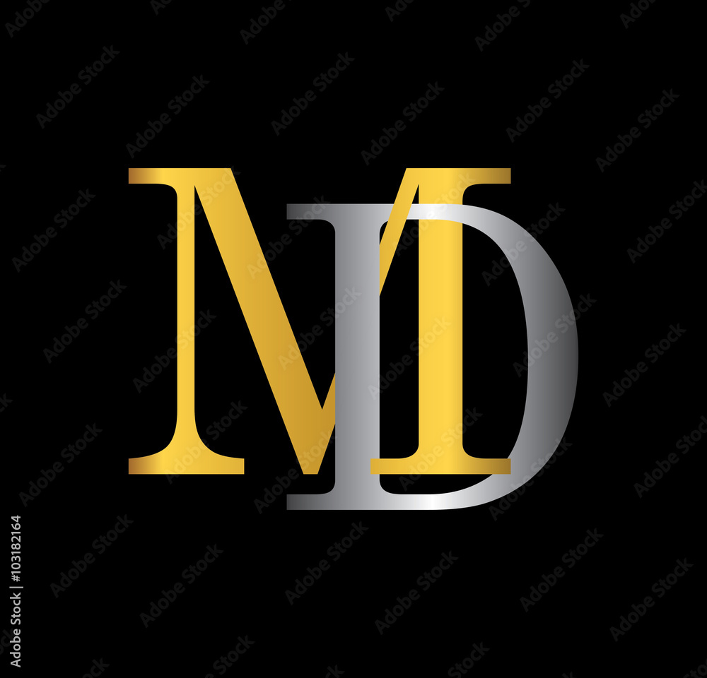MD initial letter with gold and silver Stock Vector | Adobe Stock