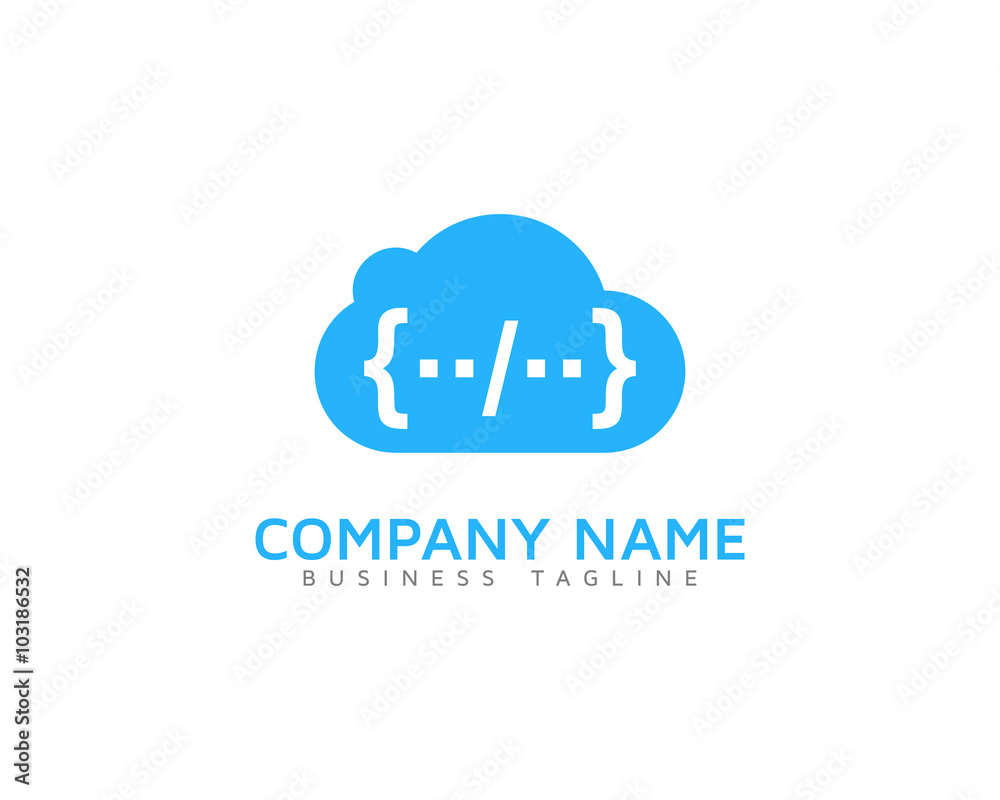 Cloud Code Logo Design Template Stock Vector | Adobe Stock