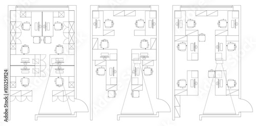 Standard office furniture symbols set used in architecture plans ...