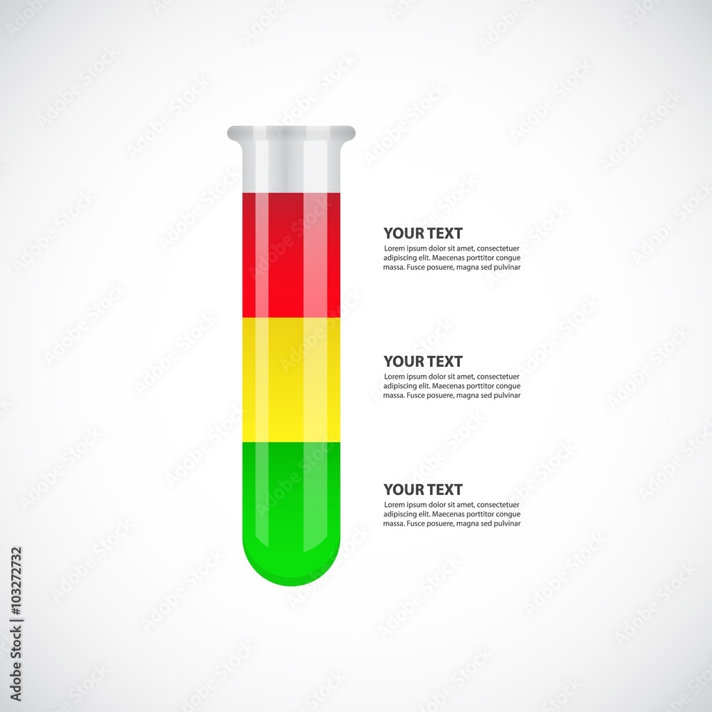 Bright liquid layers in a test tube, Vector infographic template Stock ...