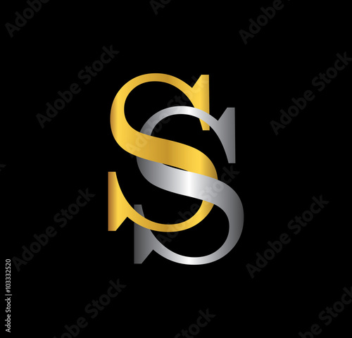 SS initial letter with gold and silver Stock Vector | Adobe Stock