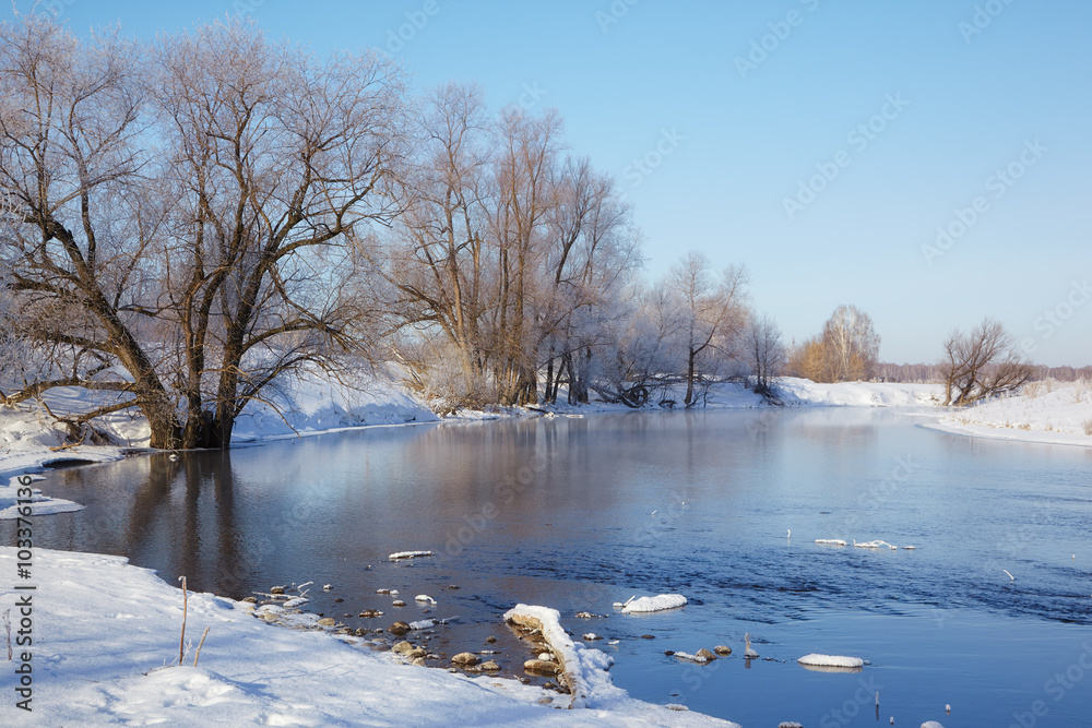 Freezing river Talitsa in winter Stock Photo | Adobe Stock