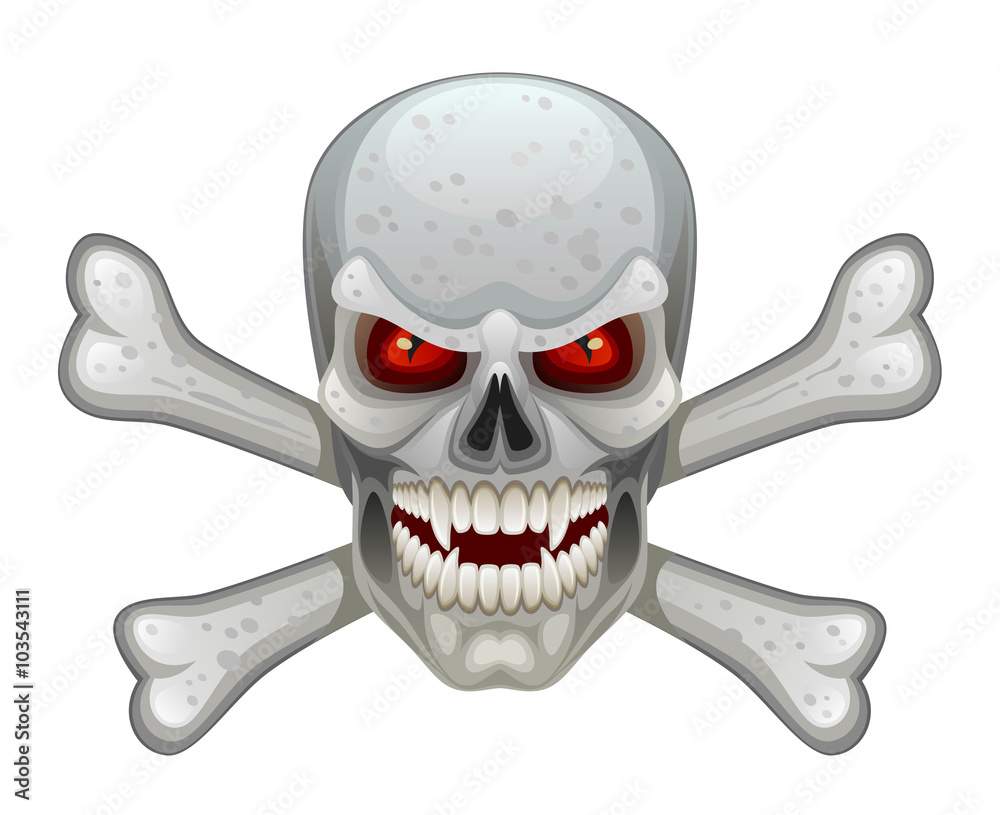 Evil skull cross bone Stock Vector | Adobe Stock