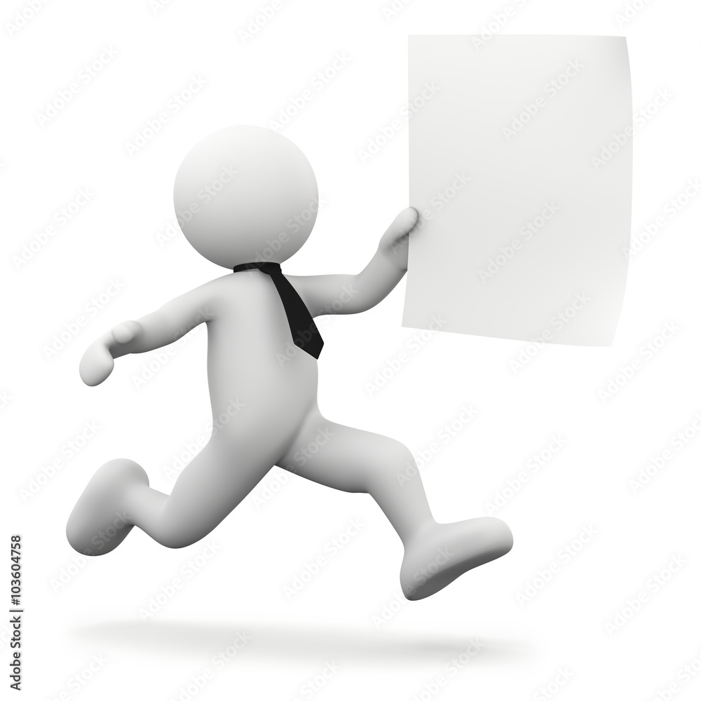 Stock-Illustration „omino 3d che corre con foglio“ | Adobe Stock