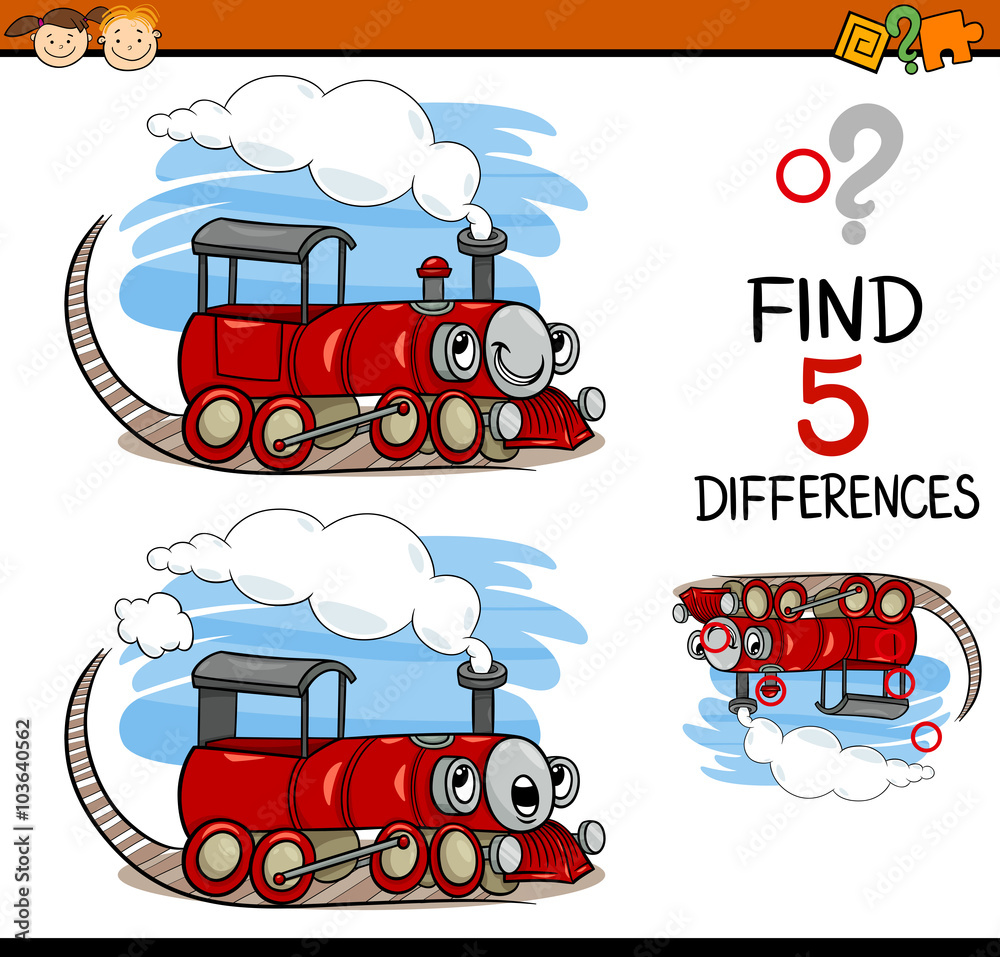 task of finding differences cartoon Stock Vector | Adobe Stock