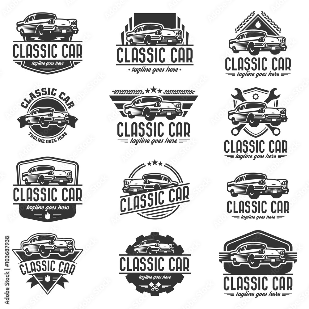 Vector car logo set, retro car logo template Stock Vector | Adobe Stock