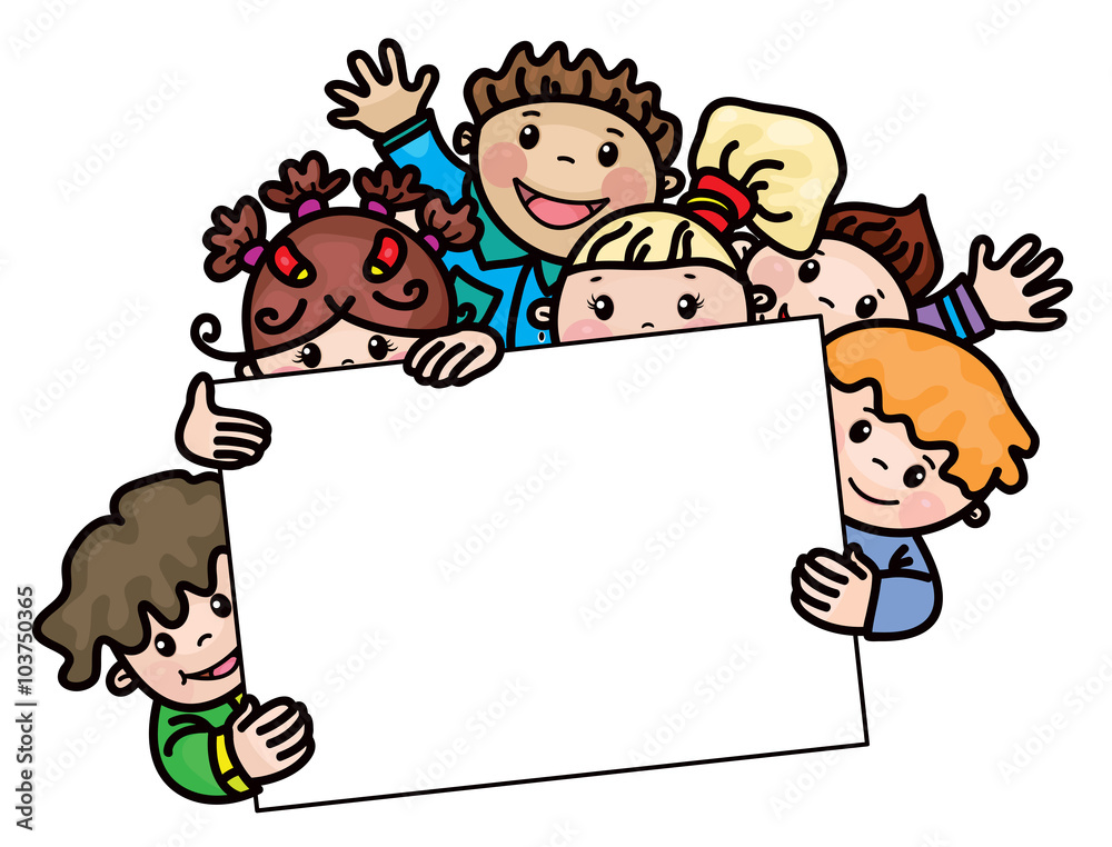 Vector happy kids cartoons frame. Stock Vector | Adobe Stock