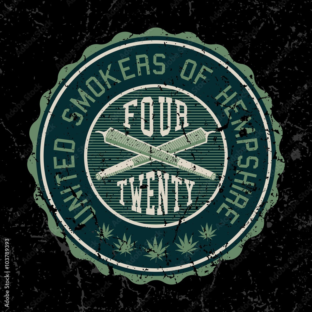 Grunge Marijuana Ganja Weed Vector Badge Design Stock Vector | Adobe Stock