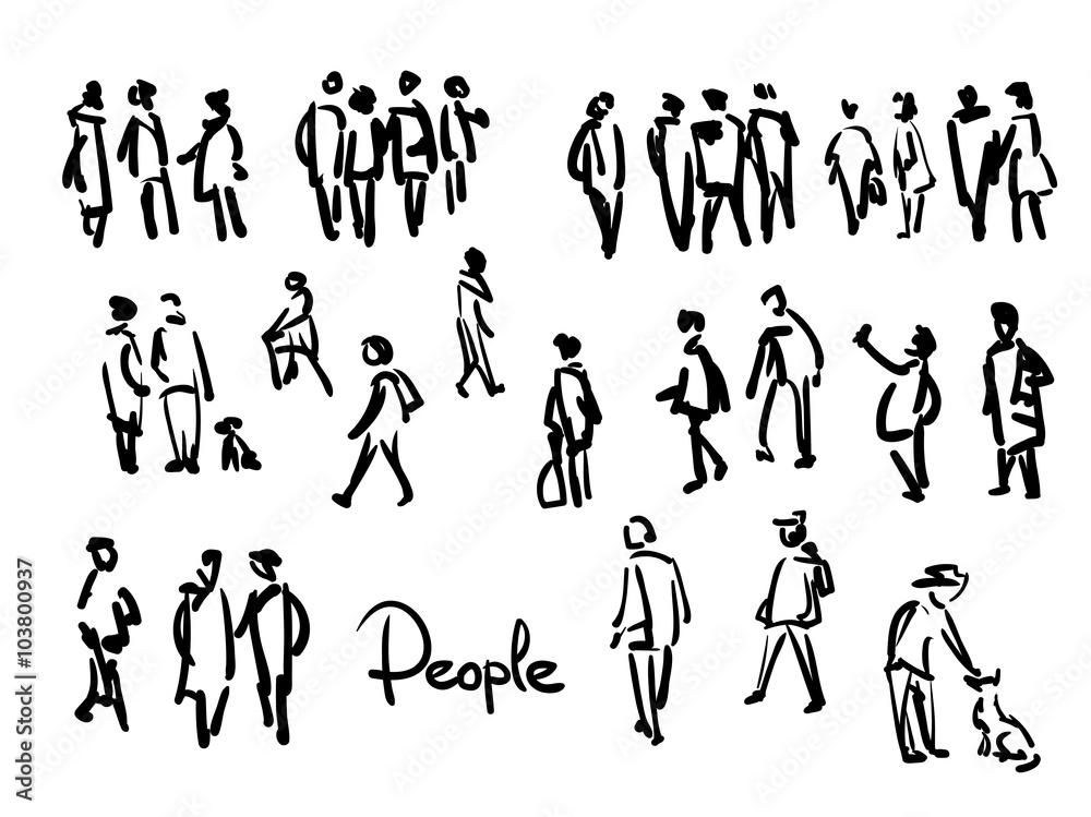 People sketch. Outline hand drawing illustration Stock Vector | Adobe Stock
